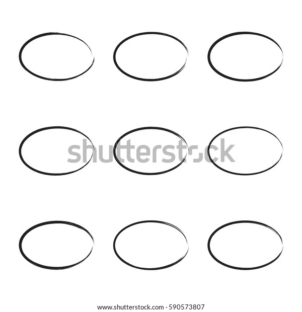 Set Hand Drawn Ovals Circle Frame Stock Vector (Royalty Free) 590573807