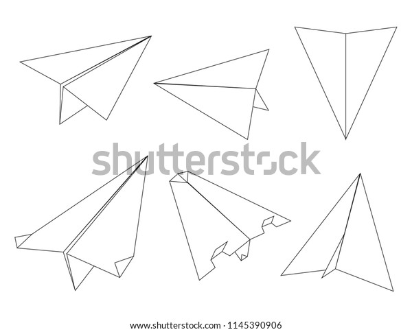 Set Hand Drawn Paper Airplanes Isolated Stock Vector (Royalty Free ...