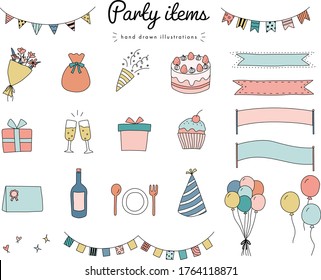Set Hand Drawn Party Illustrations Stock Vector (Royalty Free ...