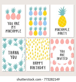 Set Hand Drawn Pineapple Cards Stock Vector (Royalty Free) 773282149 ...