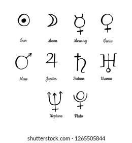 Solar Planet Signs Hand Drawn Line Stock Vector (Royalty Free) 1855049440