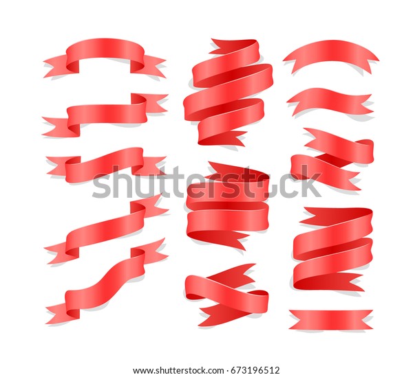 Set Hand Drawn Red Satin Ribbons Stock Vector (Royalty Free) 673196512 ...