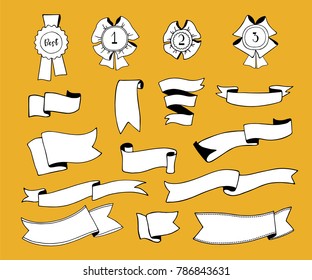 Set Hand Drawn Ribbons Isolated Award Stock Vector (Royalty Free ...