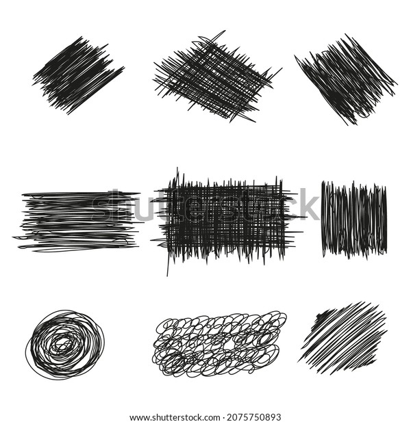 Set Hand Drawn Scribble Symbols Isolated Stock Vector (Royalty Free ...