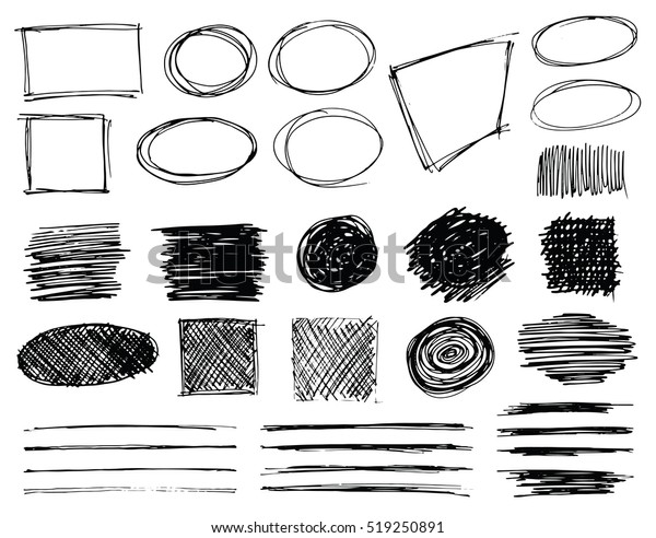 Set Hand Drawn Scribble Symbols Isolated Stock Vector (Royalty Free ...