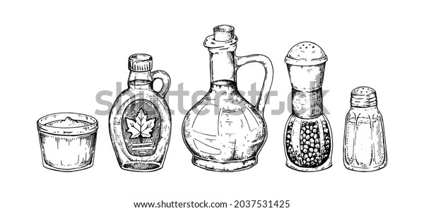 Set Hand Drawn Seasonings Vector Illustration Stock Vector (Royalty ...