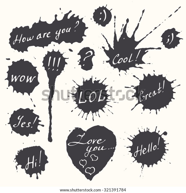 Set Hand Drawn Short Messages Placed Stock Vector (Royalty Free) 321391784