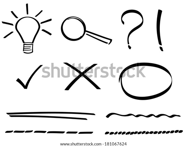 Set Hand Drawn Simple Icons Stock Vector (Royalty Free) 181067624 ...
