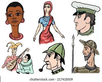 Set Hand Drawn Sketch Illustrations Fictional Stock Vector (Royalty ...