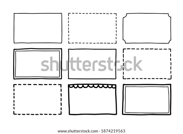 Set Hand Drawn Sketched Square Frames Stock Vector (Royalty Free ...