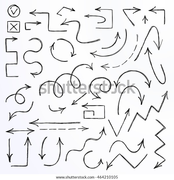 Set Hand Drawn Sketchy Arrows Graphic Stock Vector (Royalty Free) 464210105