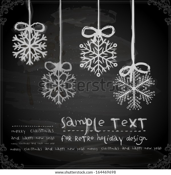 Set Hand Drawn Snowflakes Chalkboard Texture Stock Vector (Royalty Free ...