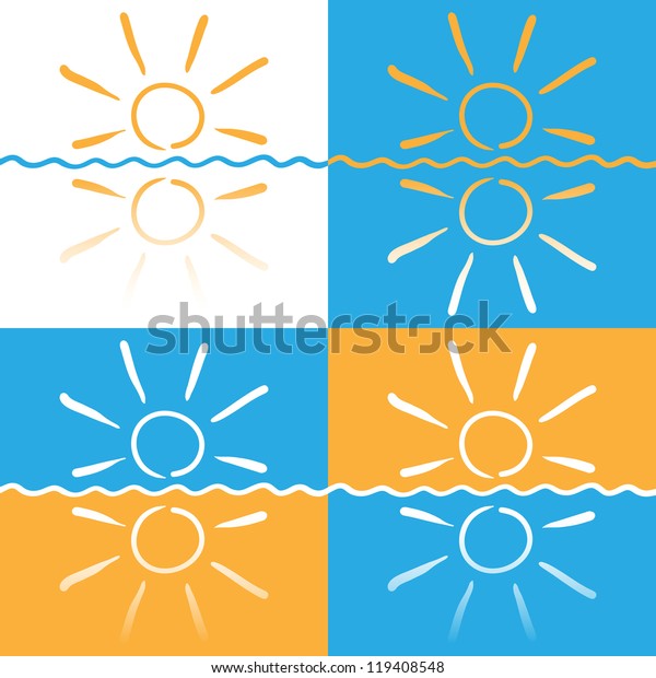 Set Hand Drawn Sunset Symbols Stock Vector (Royalty Free) 119408548 ...