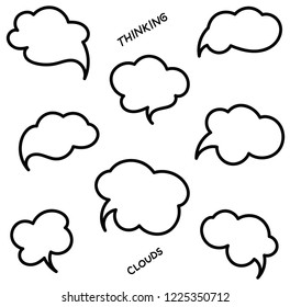 Set Hand Drawn Thinking Clouds Stock Vector (Royalty Free) 1225350712 ...