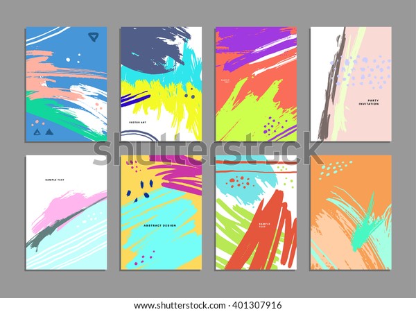 Set Hand Drawn Universal Cards Design Stock Vector (Royalty Free ...