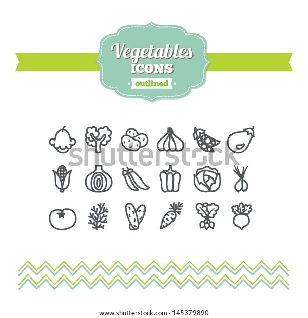 Set Hand Drawn Vegetables Icons Stock Vector (Royalty Free) 145379890 ...