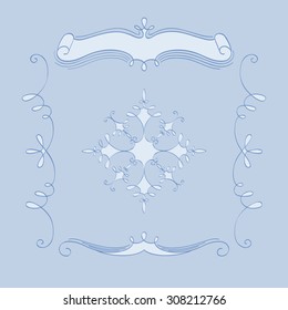 Set Hand Drawn Vignettes Blue Color Stock Vector (Royalty Free ...