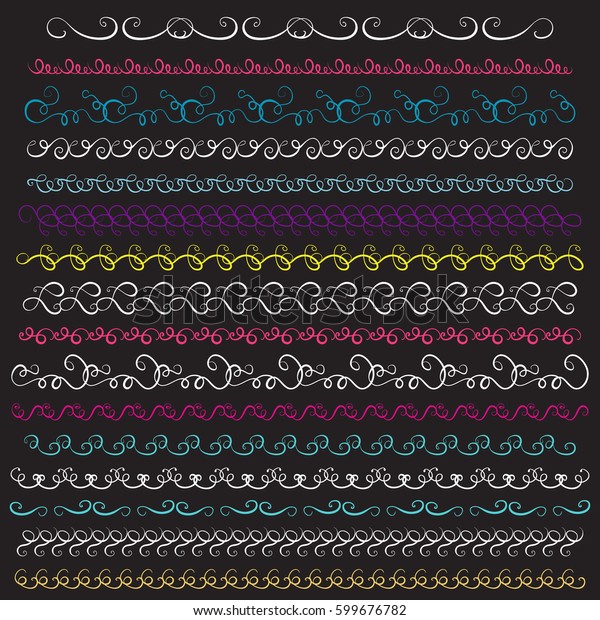 Set Hand Drawn Vintage Whimsical Borders Stock Vector (Royalty Free ...