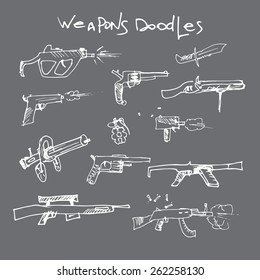 Set Hand Drawn Weapons War Vector Stock Vector (Royalty Free) 262258130 ...