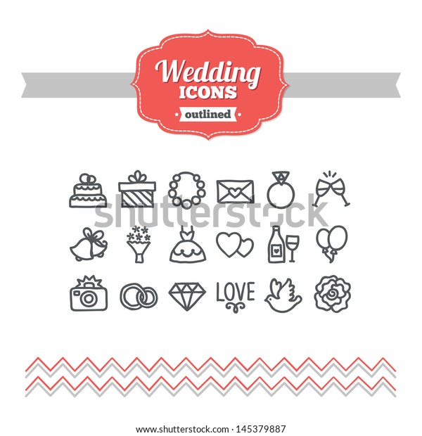 Set Hand Drawn Wedding Icons Stock Vector (Royalty Free) 145379887 ...