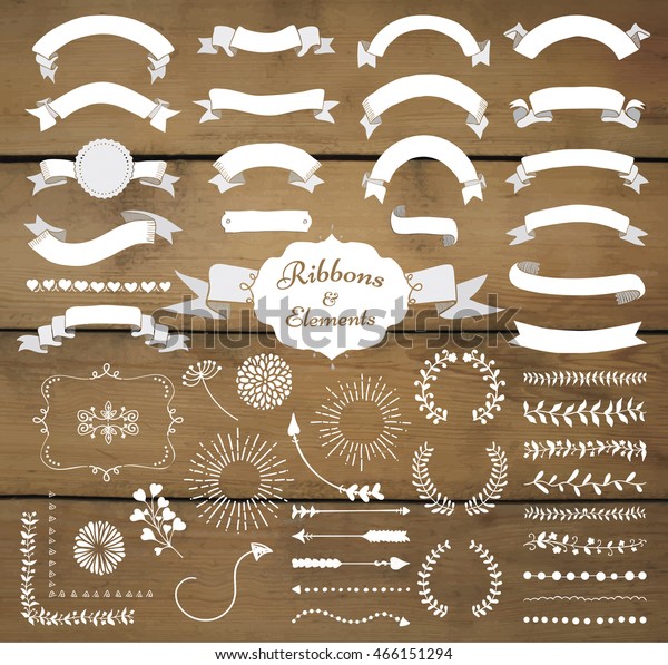 Set Hand Drawn White Doodle Sketched Stock Vector (Royalty Free ...