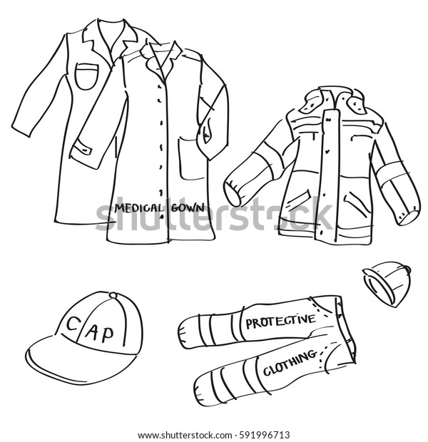 Set Hand Drawn Work Wear Doodles Stock Vector (Royalty Free) 591996713