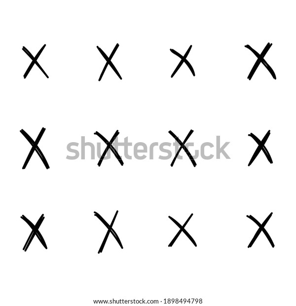 Set Hand Drawn X Icon Vector Stock Vector (Royalty Free) 1898494798 ...