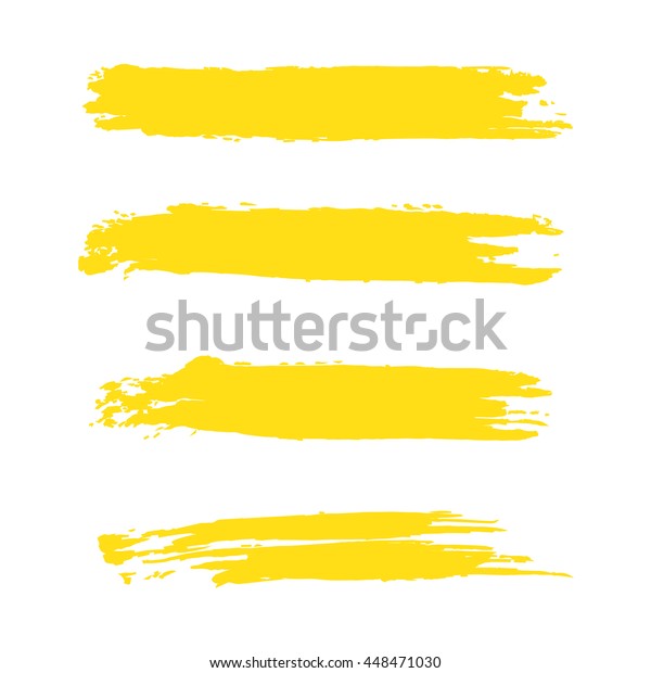 Set Hand Drawn Yellow Paint Brushes เวกเตอร์สต็อก (ปลอดค่าลิขสิทธิ์ ...