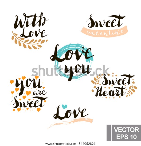 Set Hand Lettered Love Quotes Isolated Stock Vector (Royalty Free ...