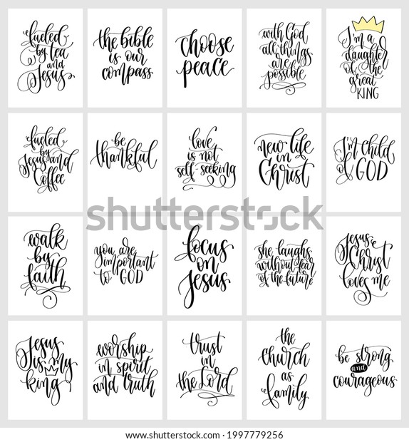 Set Hand Lettering Christian Quotes Positive Stock Vector (Royalty Free ...