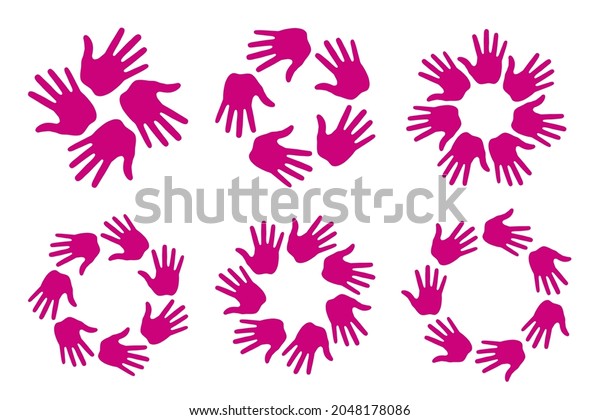 Set Hand Print Circle Icons Handprint Stock Vector (Royalty Free ...