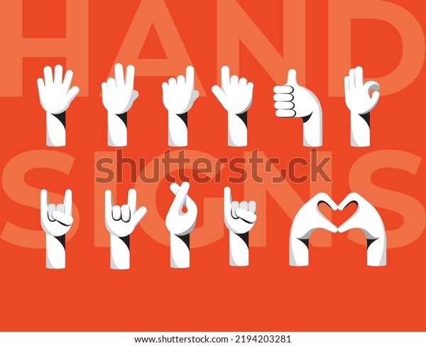 Set Hand Signs Icons Stock Vector (Royalty Free) 2194203281 | Shutterstock
