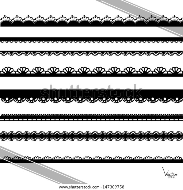 Set Handdrawn Lace Paper Punch Borders Stock Vector (Royalty Free ...