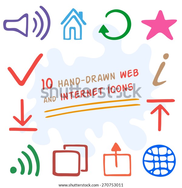 Set Handdrawn Web Internet Icons Great Stock Vector (Royalty Free ...