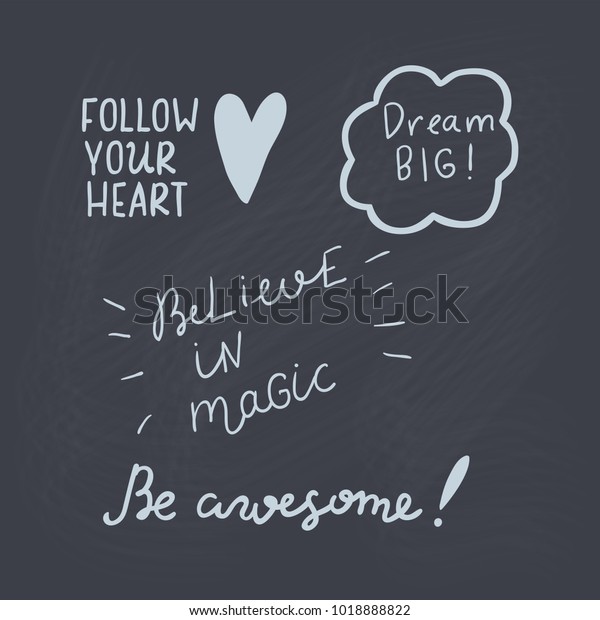 Set Handmade Motivational Phrases Isolated On Stock Vector (Royalty ...