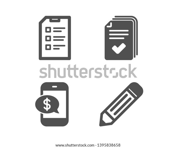 Set Handout Phone Payment Checklist Icons Stock Vector (Royalty Free ...