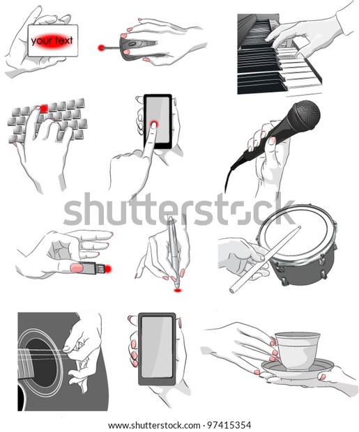 Set Hands Action Stock Vector (Royalty Free) 97415354 | Shutterstock