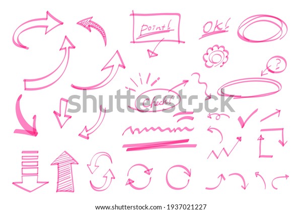 Set Handwritten Arrow Illustrations That Look Stock Vector (Royalty ...