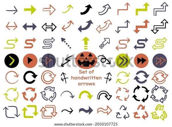 Set Handwritten Arrows Vector Illustration Stock Vector (Royalty Free ...