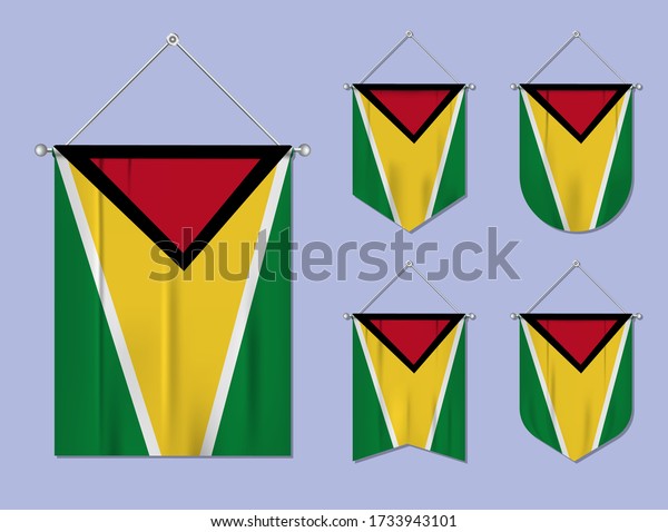 Set Hanging Flags Guyana Textile Texture Stock Vector (Royalty Free ...