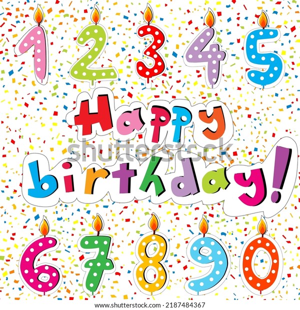 Set Happy Birthday Numbers Candles On Stock Vector (Royalty Free ...