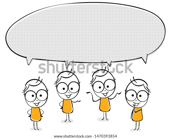 Set Happy Cartoon Doodle Figures Different Stock Vector (Royalty Free ...