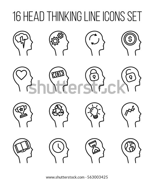 Set Head Thinking Icons Modern Thin Stock Vector (Royalty Free ...