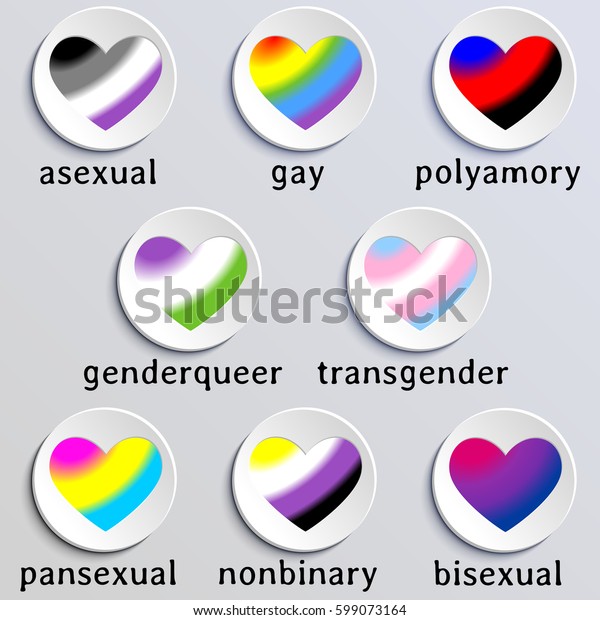 Set Heart Icons Queer Flag Colors Stock Vector (Royalty Free) 599073164