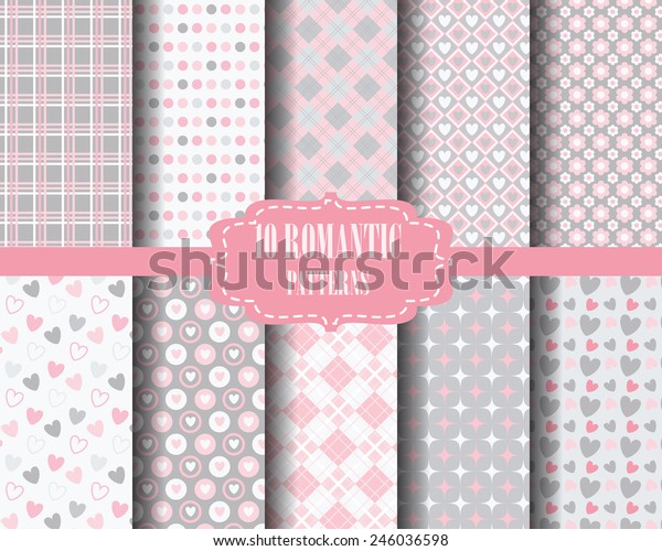 Set Heart Sweet Pink Pattern Valentines Stock Vector (Royalty Free ...