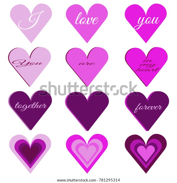 Set Hearts Different Colors Shapes Text Stock Vector (Royalty Free ...