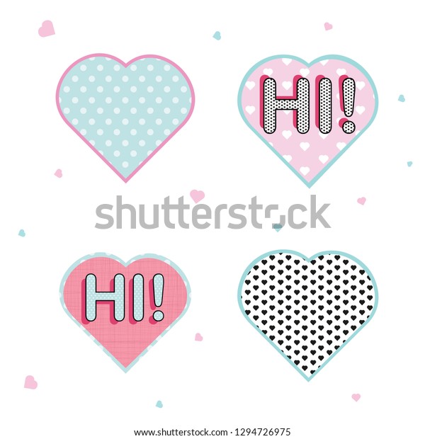 Set Hearts Hello Text Hi Welcome Stock Vector (Royalty Free) 1294726975 ...
