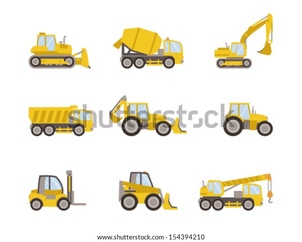 Set Heavy Equipment Icons Stock Vector (Royalty Free) 154394210