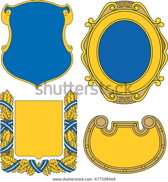 Set Heraldic Shields Cartouches Vector Collection Stock Vector (Royalty ...