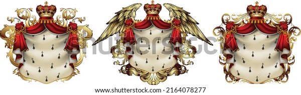 Conjunto de escudos heráldicos con corona: vector de stock (libre de ...